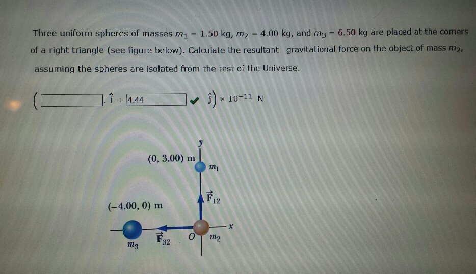 Solved Three uniform spheres of masses m_1 = 1.50 kg, m_2 = | Chegg.com