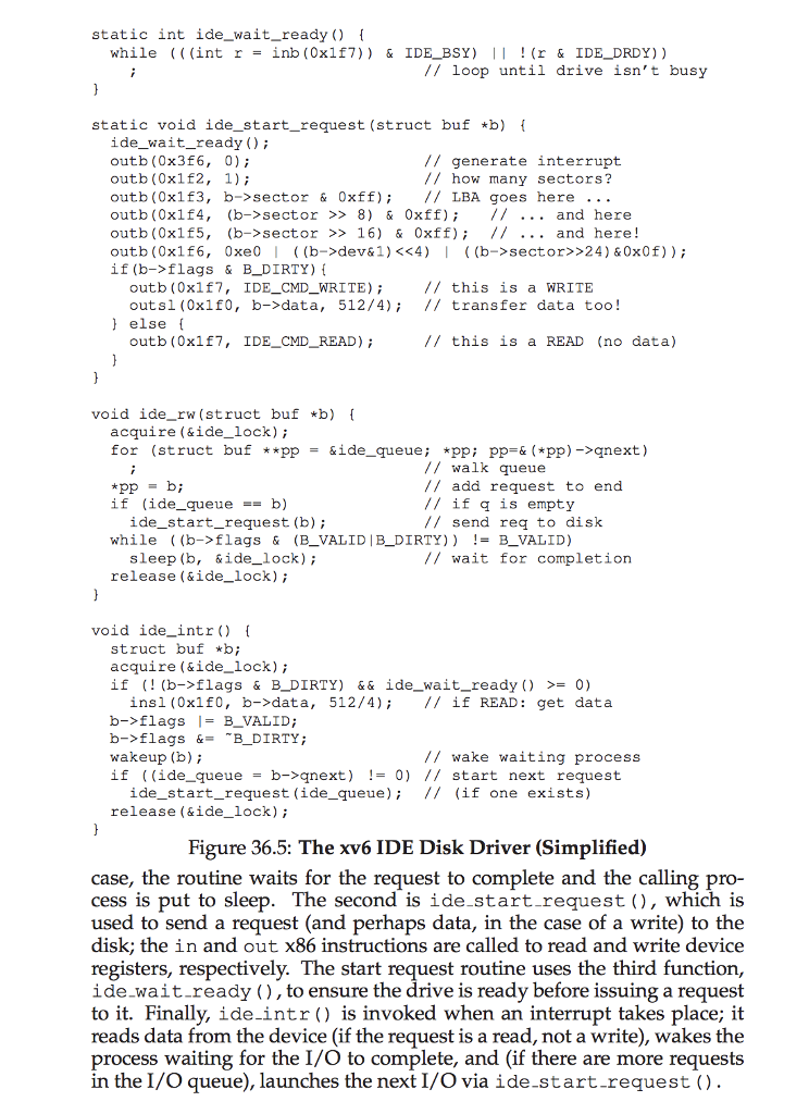 Reading: I/O Devices. Read OSTEP chapter 36 | Chegg.com