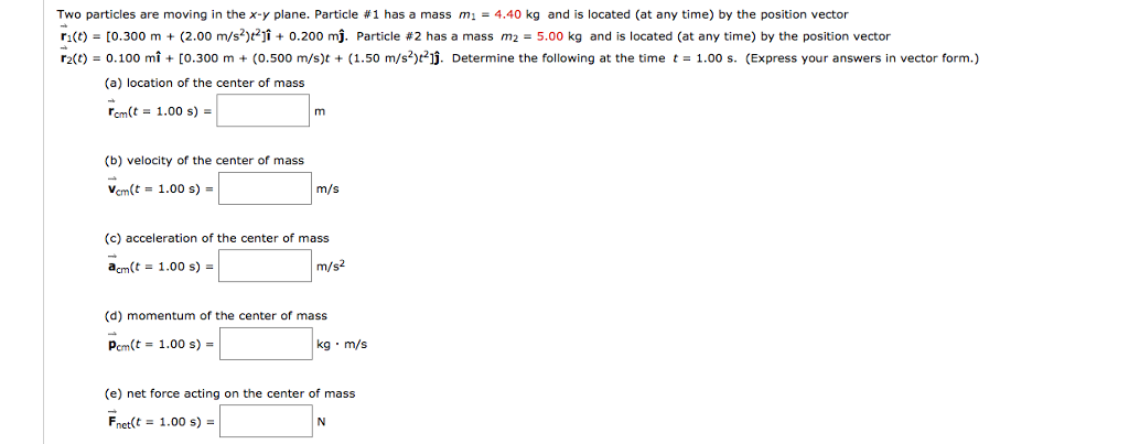 Solved Two particles are moving in the x-y plane. Particle | Chegg.com