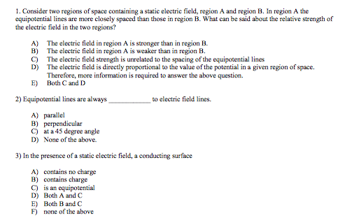 Solved Consider Two Regions Of Space Containing A Static