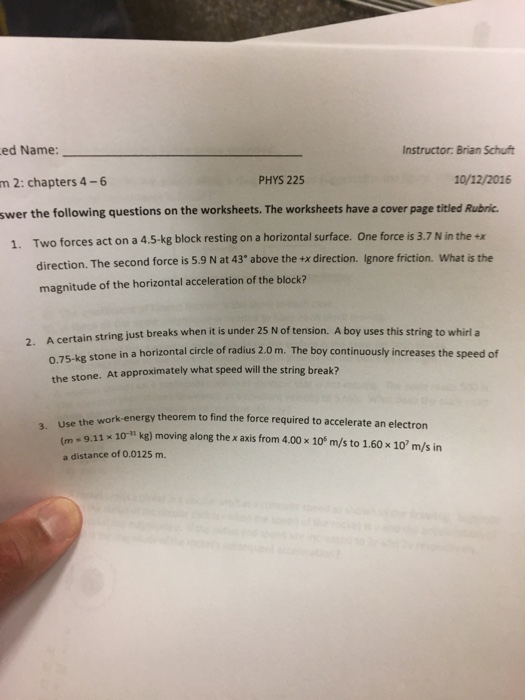 Solved Two forces act on a 4.5 kg block resting on a | Chegg.com