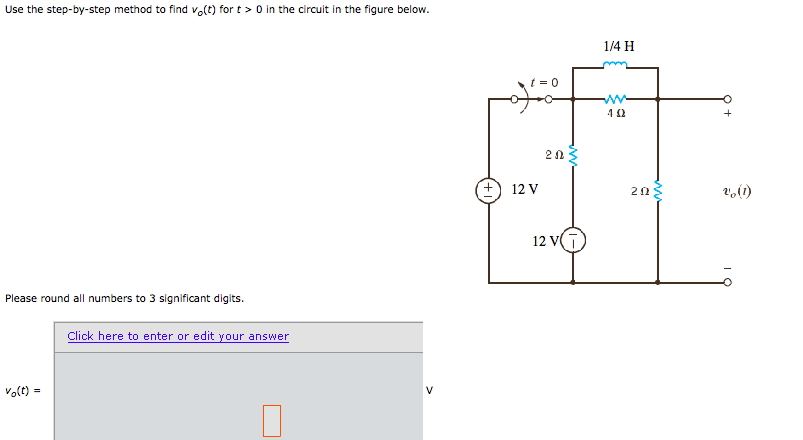 Solved Use the step-by-step method to find vo(t) for t> 0 in | Chegg.com