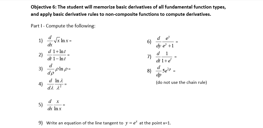 Solved Objective 6: The student will memorize basic | Chegg.com