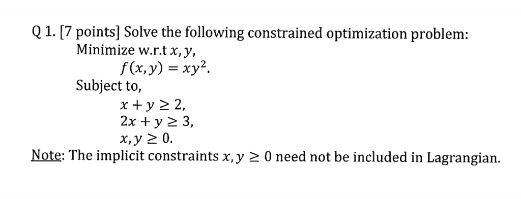 Solved Q1.17 points] Solve the following constrained | Chegg.com