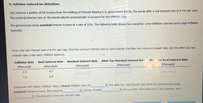 Solved Inflation Induced tax distortions Van receives a | Chegg.com