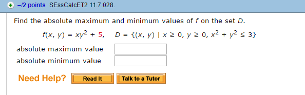 Solved Find the absolute maximum and minimum values of f on | Chegg.com
