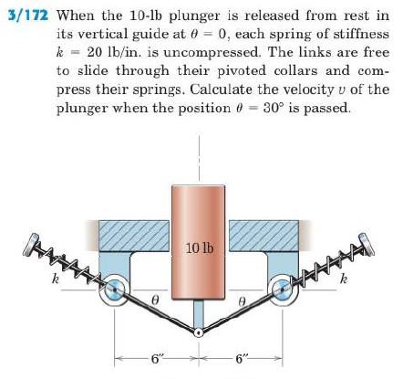 Solved When the 10 - lb plunger is released from rest in its | Chegg.com