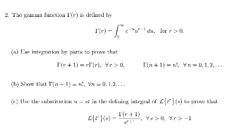 Solved The gamma function Gamma (r) is defined by Gamma (r) | Chegg.com