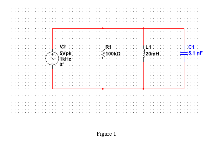Solved L1 20mH C1 5.1 nF V2. R1 100kΩ 1kHz 0° Figure 1 | Chegg.com