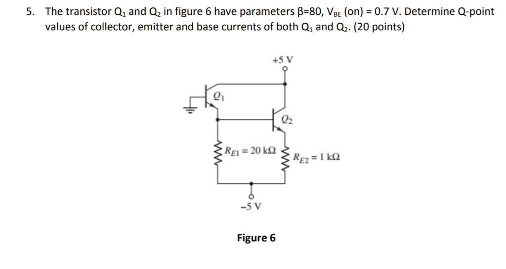Solved The transistor Q1 and Q2 in figure 6 have parameters | Chegg.com