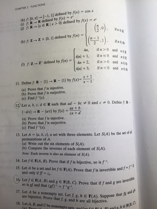 Solved f:[0, pi] rightarrow [-1, 1] defined by f(x) = cos x | Chegg.com