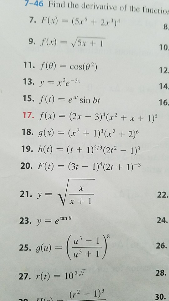 Solved 7-46 Find the derivative of the function 7. F(x) = | Chegg.com