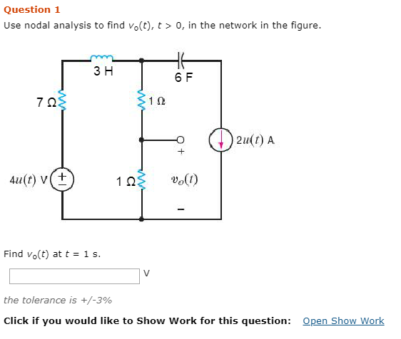Solved Question 1 Use nodal analysis to find vo(t), t > 0, | Chegg.com