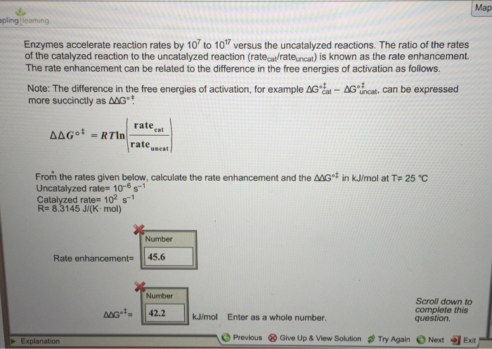 Solved Map ing leaming Enzymes accelerate reaction rates by | Chegg.com