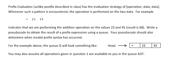 Solved Prefix Evaluation (unlike postfix described in class) | Chegg.com