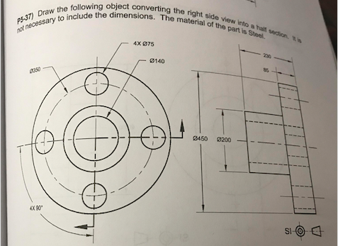 Solved P5-27) Draw the following object converting the front | Chegg.com