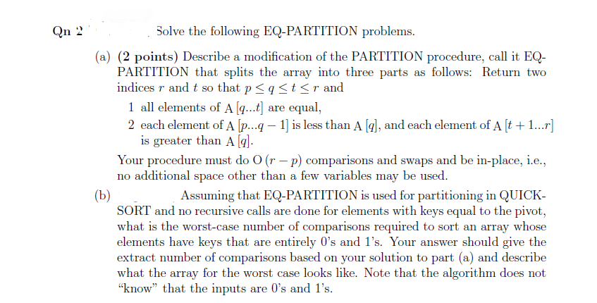 Solve the following EQ- PARTITION problems. Describe | Chegg.com