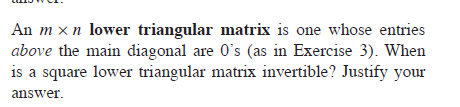 Solved An m x n lower triangular matrix is one whose entries | Chegg.com
