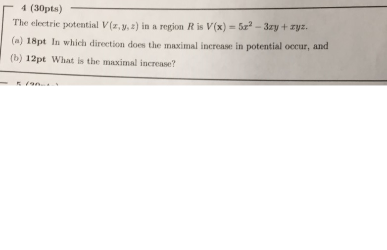 Solved The electric potential V(x, y, z) in a region R is | Chegg.com