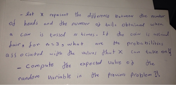 Solved -let x represent the difference between the number of | Chegg.com