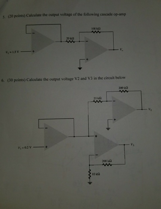 Solved Calculate the output voltage of the following cascade | Chegg.com
