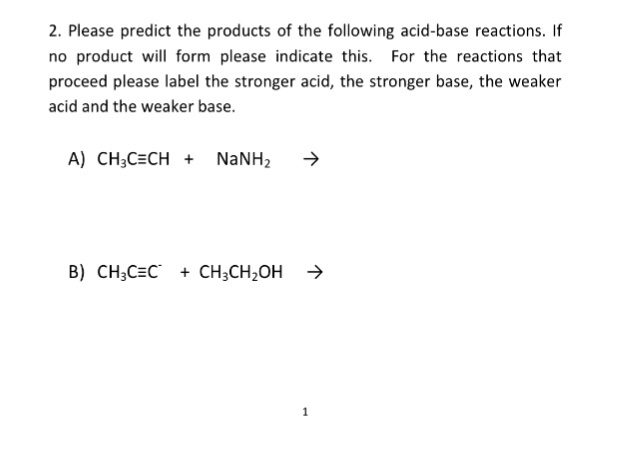 Solved Predict the products of the following acid-base | Chegg.com