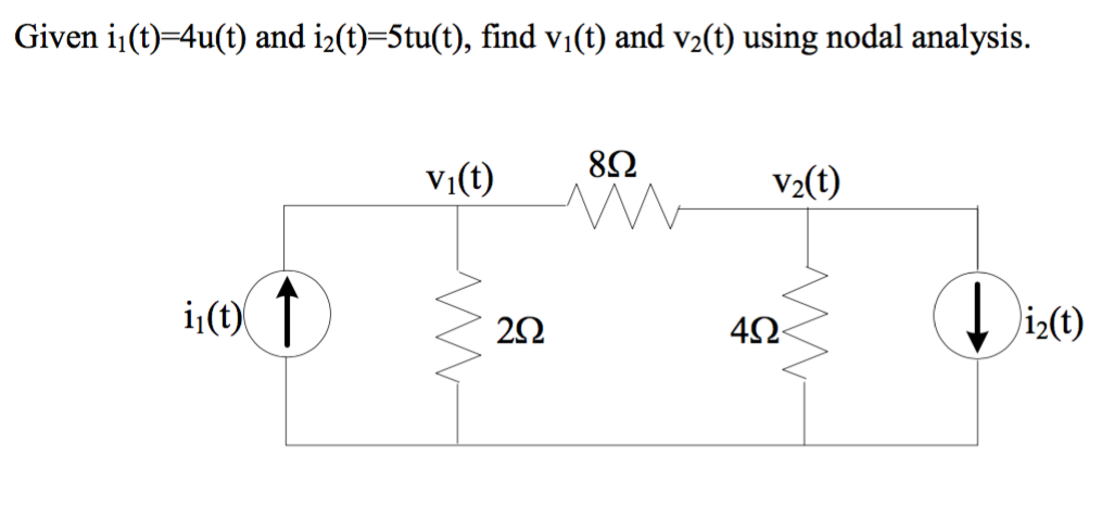 Solved Given i_1(t) = 4u(t) and i_2(t) = 5tu(t), find v_1(t) | Chegg.com