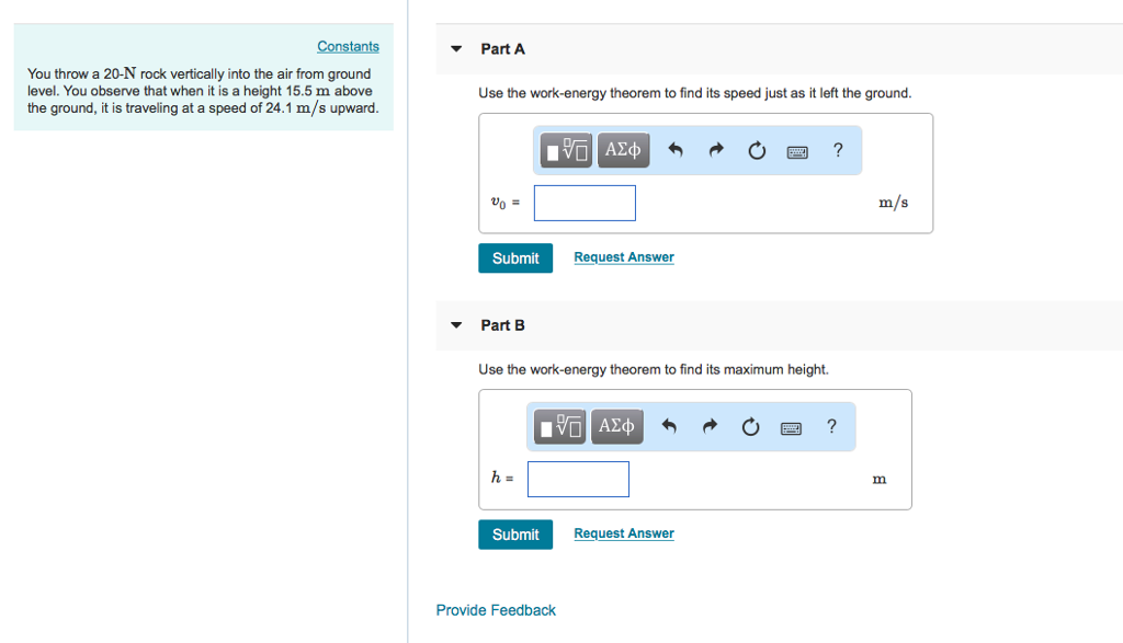 Solved Constants Part A You throw a 20-N rock vertically | Chegg.com