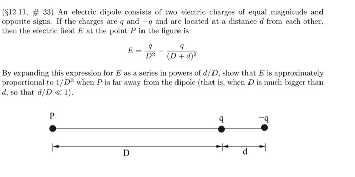 Solved An electric dipole consists of two electric charges | Chegg.com