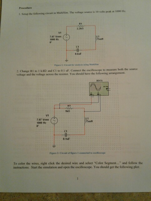 Solved Procedure 1. Setup the following circuit in MultiSim. | Chegg.com