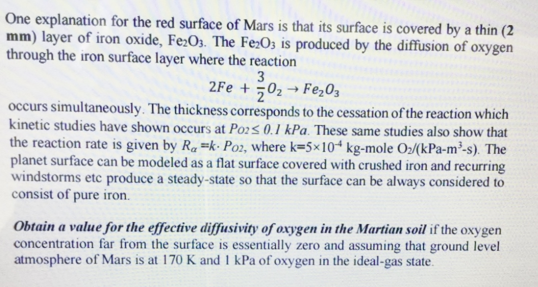 One explanation for the red surface of Mars is that | Chegg.com
