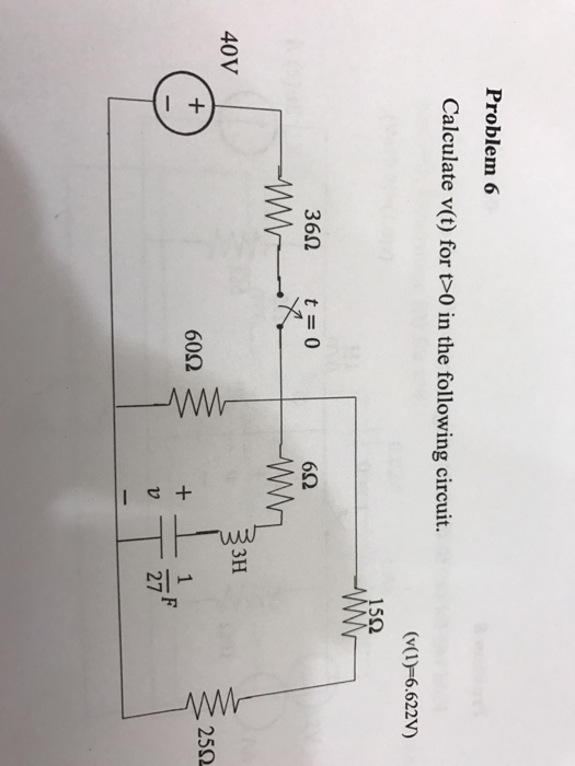 Solved Calculate v(t) for t > 0 in the following circuit. | Chegg.com