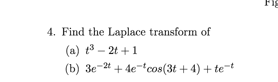 Solved Find the Laplace transform of t^3 - 2t + 1 3e^-2t + | Chegg.com