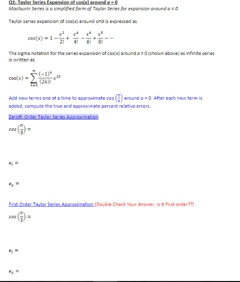 Solved Maclaurin Series is a simplified form of Taylor | Chegg.com