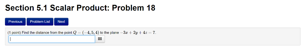 Solved Section 5.1 Scalar Product: Problem 18 Previous | Chegg.com
