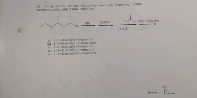 Solved The product, of the following reaction sequence, | Chegg.com
