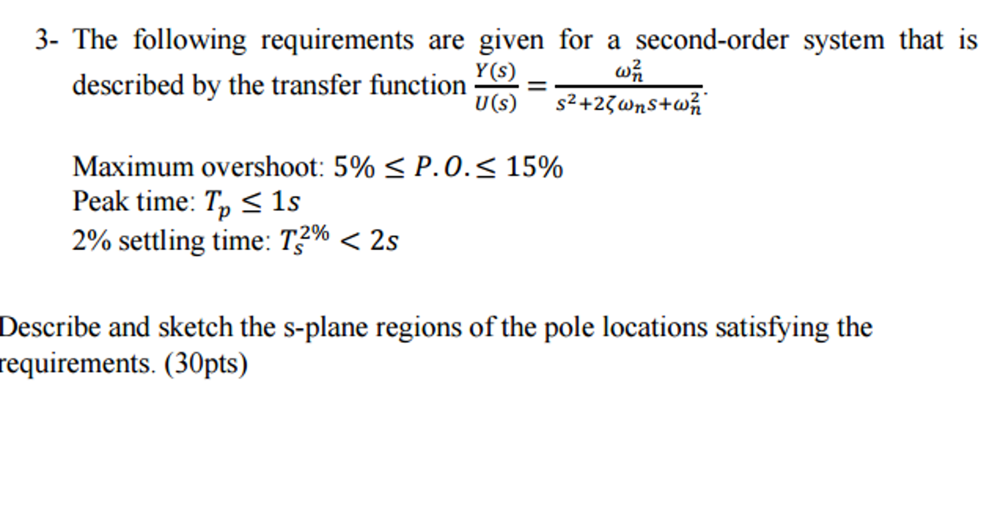 Solved: The Following Requirements Are Given For A Second-... | Chegg.com