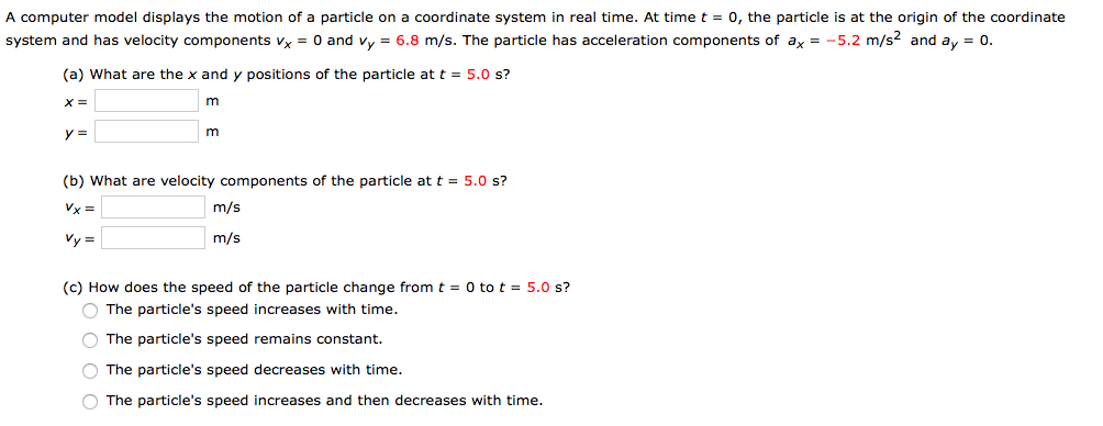Solved A computer model displays the motion of a particle on | Chegg.com