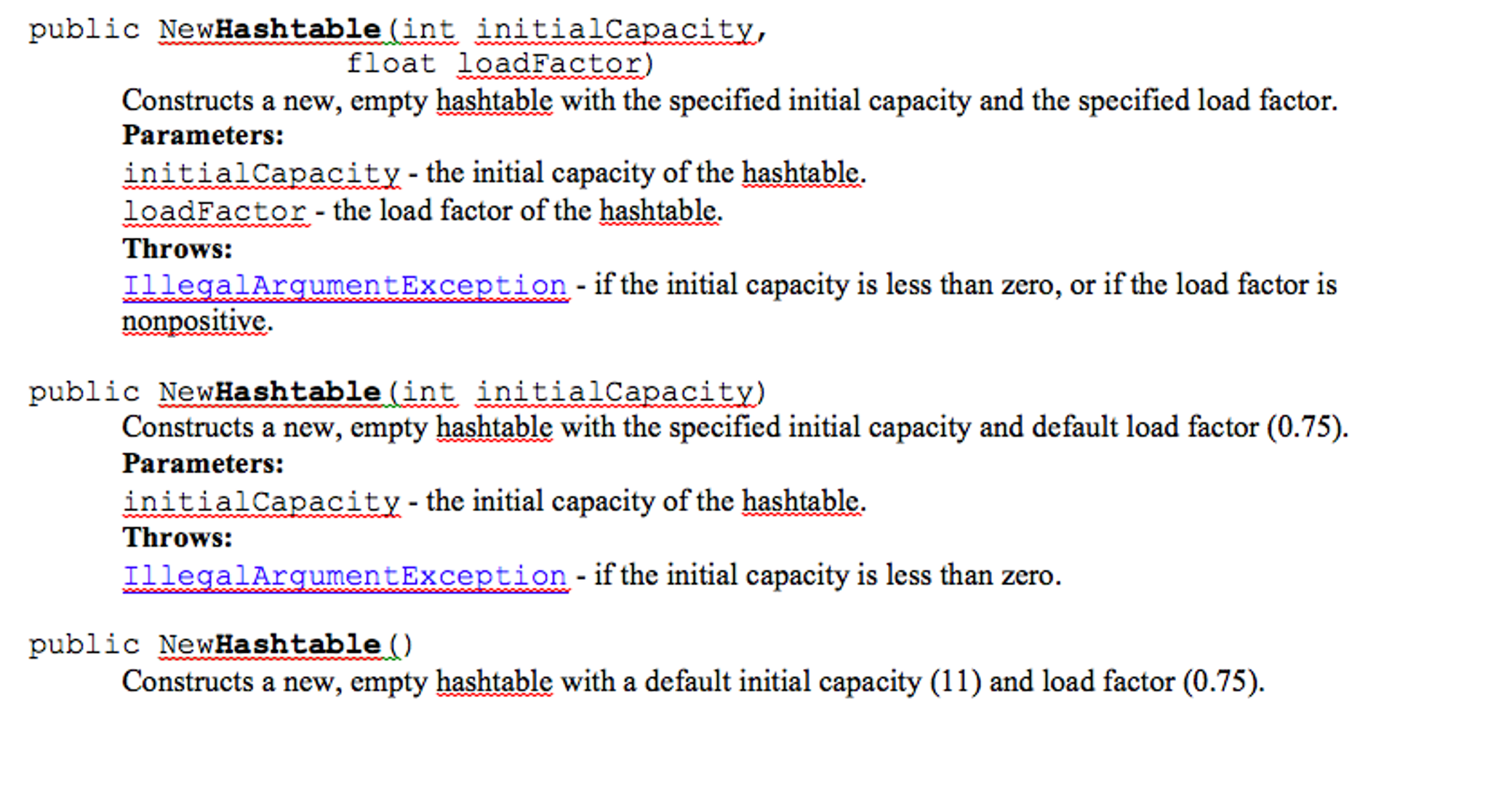 Solved Public New Hash table (int initial Capacity, float | Chegg.com