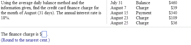Solved Using the average daily balance method and the | Chegg.com