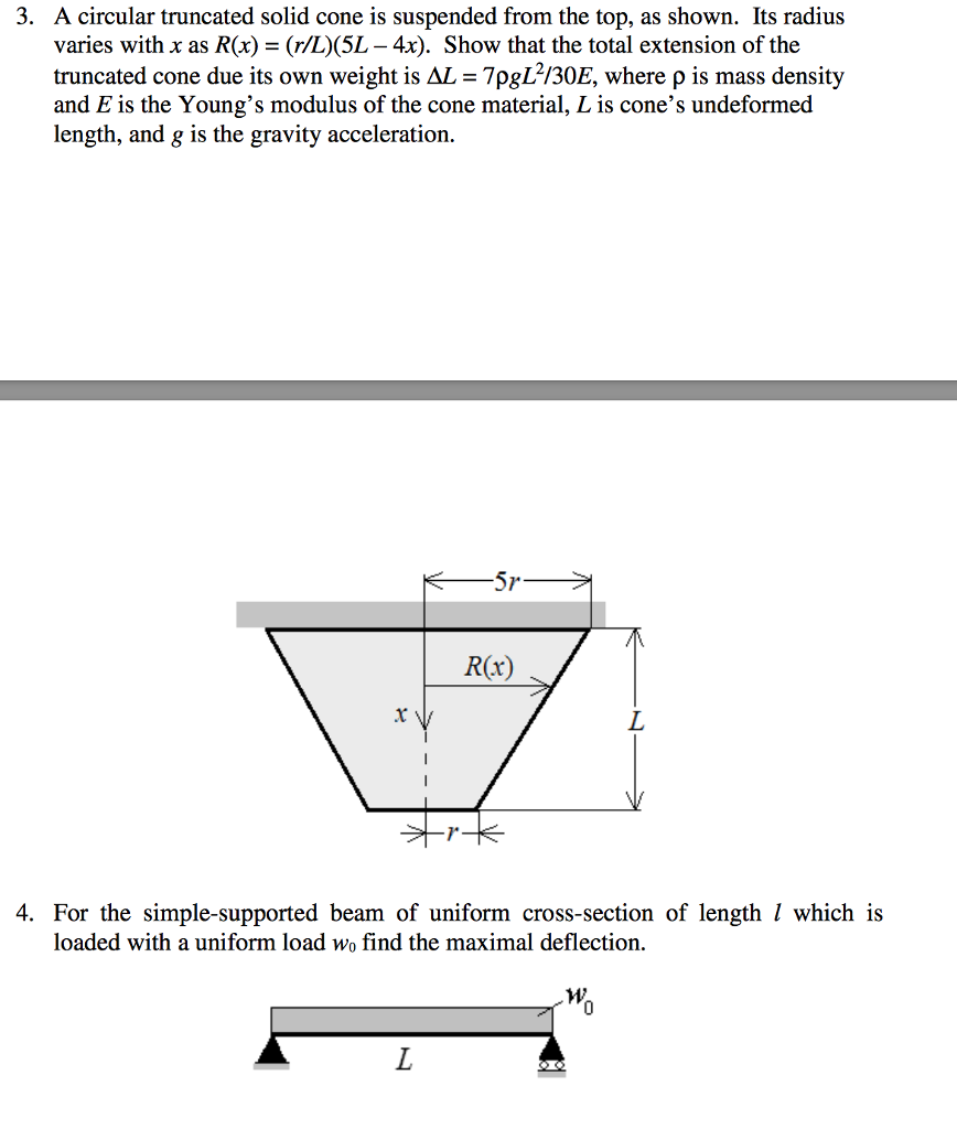 Solved 3. A circular truncated solid cone is suspended from | Chegg.com