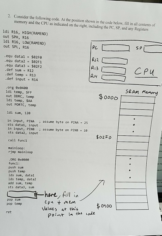 Solved 2. Consider the following code. At the position shown | Chegg.com
