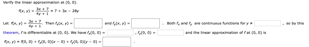 Solved Verify The Linear Approximation At 0 0 F X Y