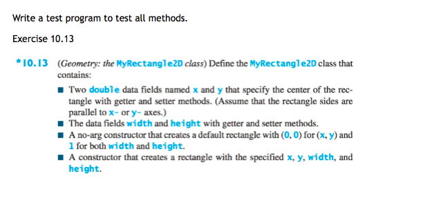 Solved Write a test program to test all methods. Exercise | Chegg.com