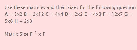 Solved Use these matrices and their sizes for the following | Chegg.com