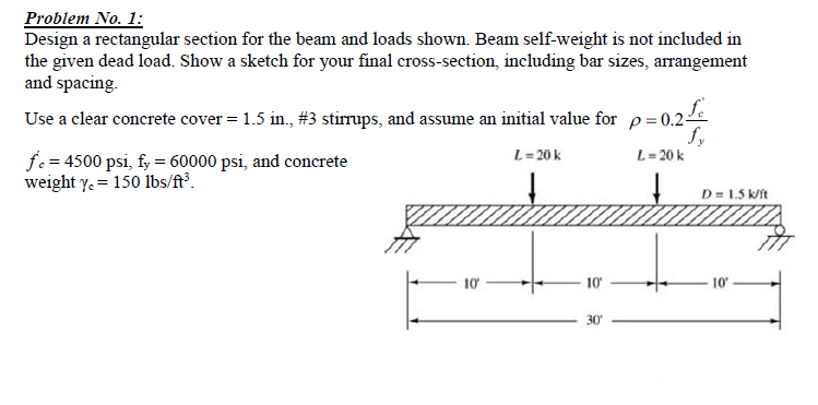 Solved Design a rectangular section for the beam and loads | Chegg.com