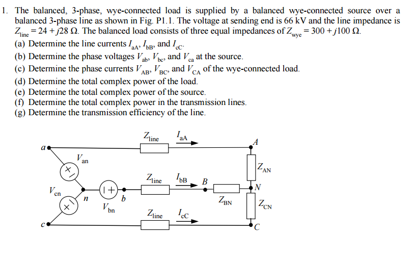 Solved The balanced, 3-phase, wye-connected load is supplied | Chegg.com