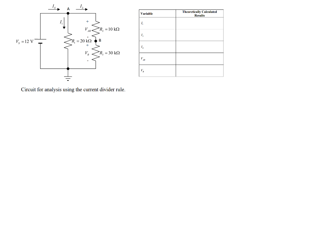 Solved Circuit for analysis using the current divider | Chegg.com