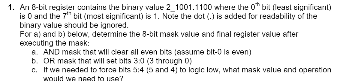 Solved An 8-bit register contains the binary value | Chegg.com