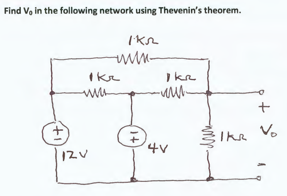 Solved Find V0 in the following network using Thevenin's | Chegg.com